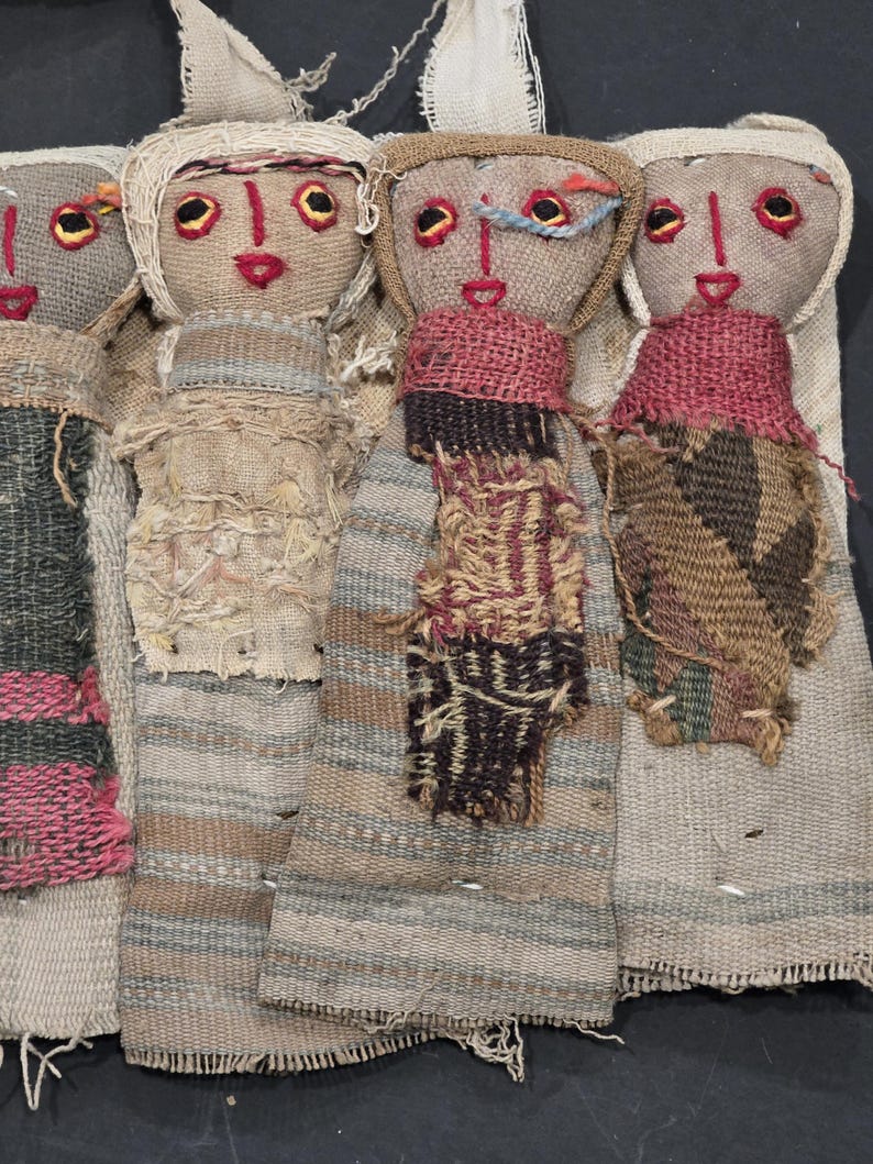 Vintage Peruvian Chancay Folk Art Burial Dolls Textile Fold Art Dolls ...