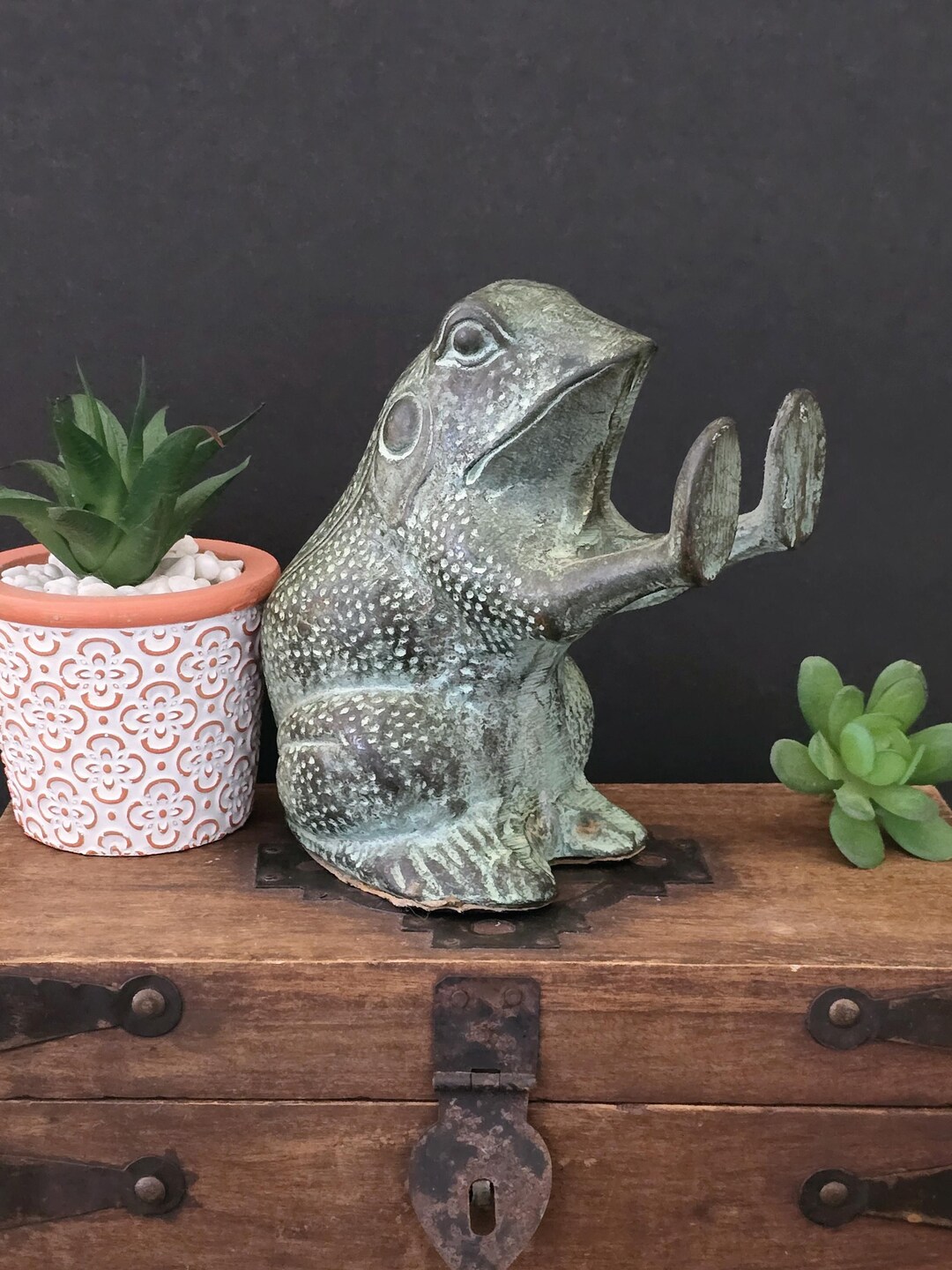 Vintage Green Verdigris Frog Doorstop Cast Metal Rare - Frog Bookend - Etsy