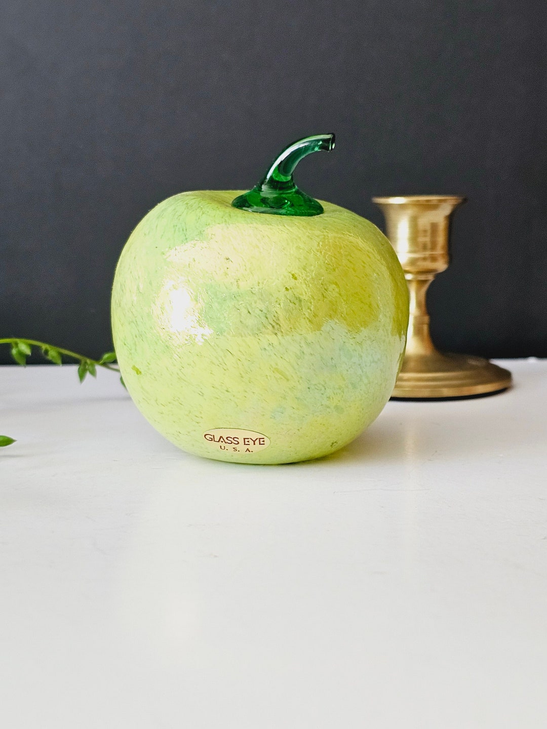Glass Eye Studio Seattle Hand Blown Glass Iridescent Green Apple, Art ...