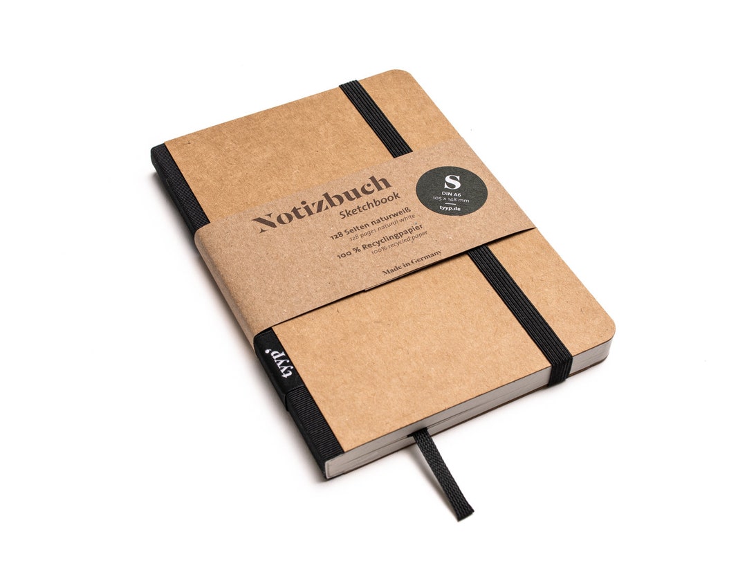 Handmade Design Notebook A6 Made of 100% Recycled Paper classic Natur ...