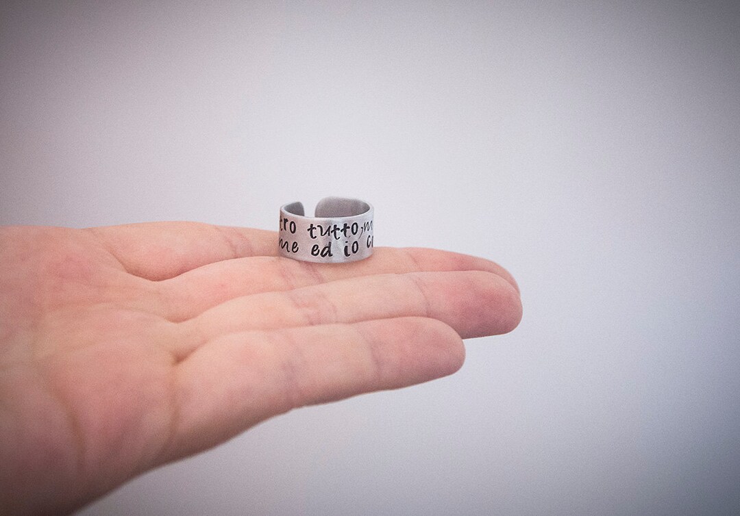 Adjustable Band Ring With Personalized Quote or Text, Custom Engraving ...