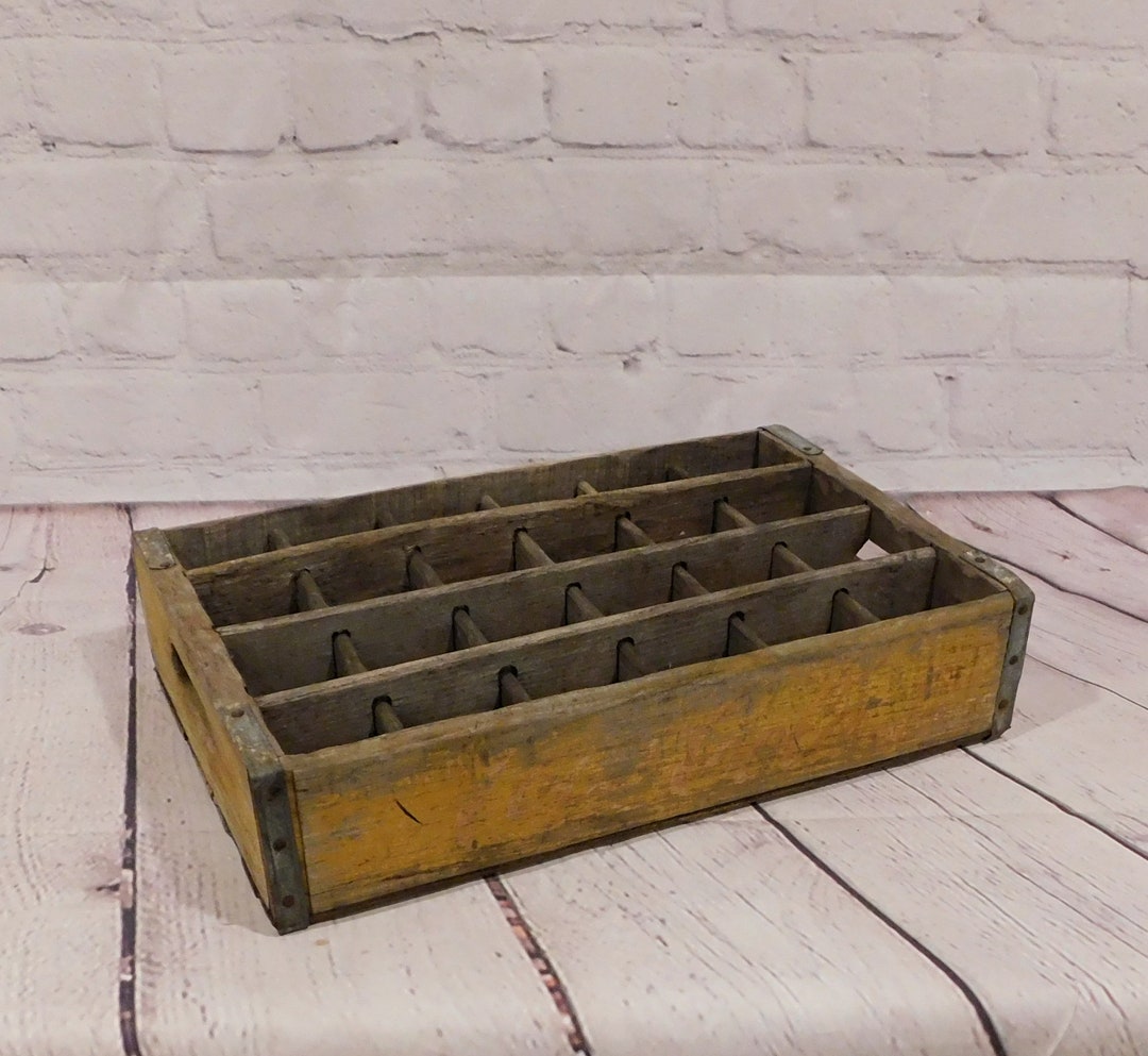 Vintage Yellow Coca Cola Crate, Vintage Divided Soda Case, Shadow Box ...
