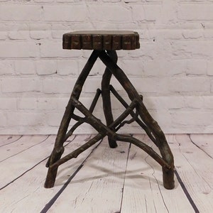 Vintage Adirondack Twig Plant Stand or Accent Table, Three Leg Stand - Etsy