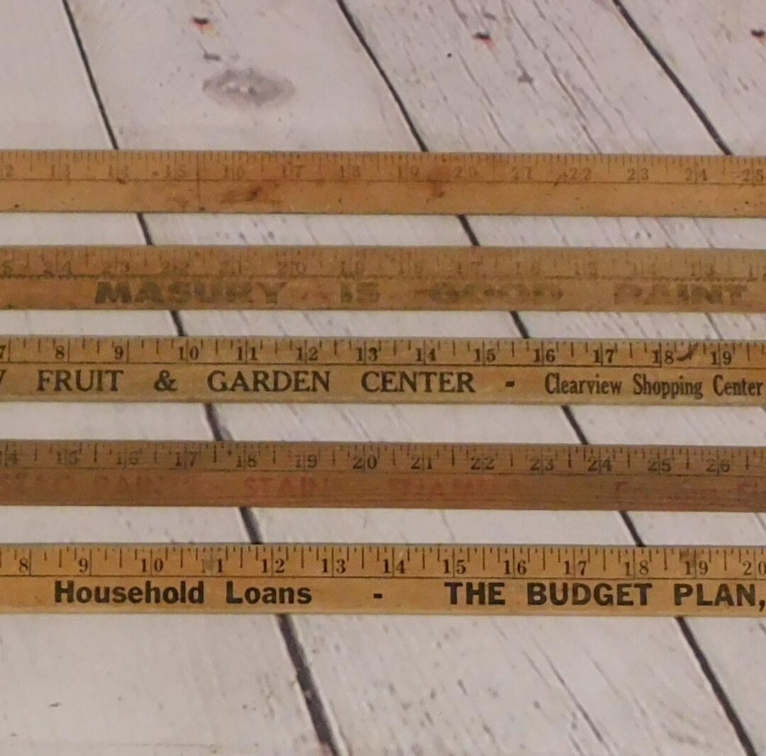 Lot of Five Vintage Wood Yardsticks, Advertising Yardsticks, Y01 - Etsy