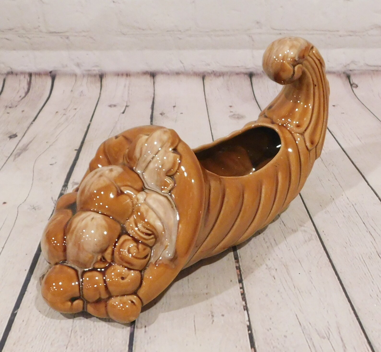 Vintage Pottery Cornucopia Planter Autumn Centerpiece PV556 - Etsy