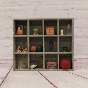 Vintage Rustic Wooden Divided Shadow Box, Wood Box Wall Shelf ...