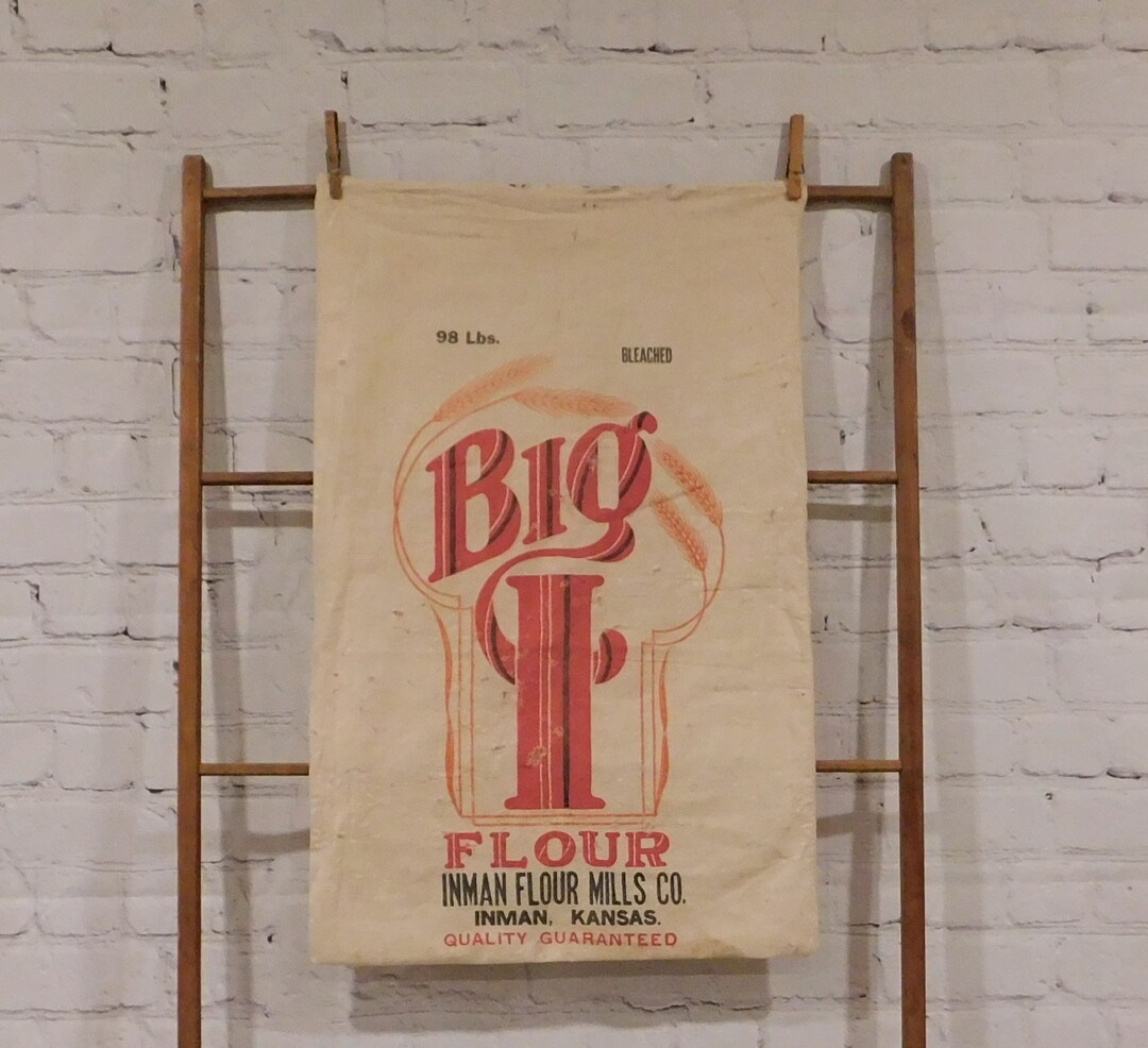 Vintage Cotton Flour Sack, Big i Flour, Inman Flour Mills, Kansas, Farm ...