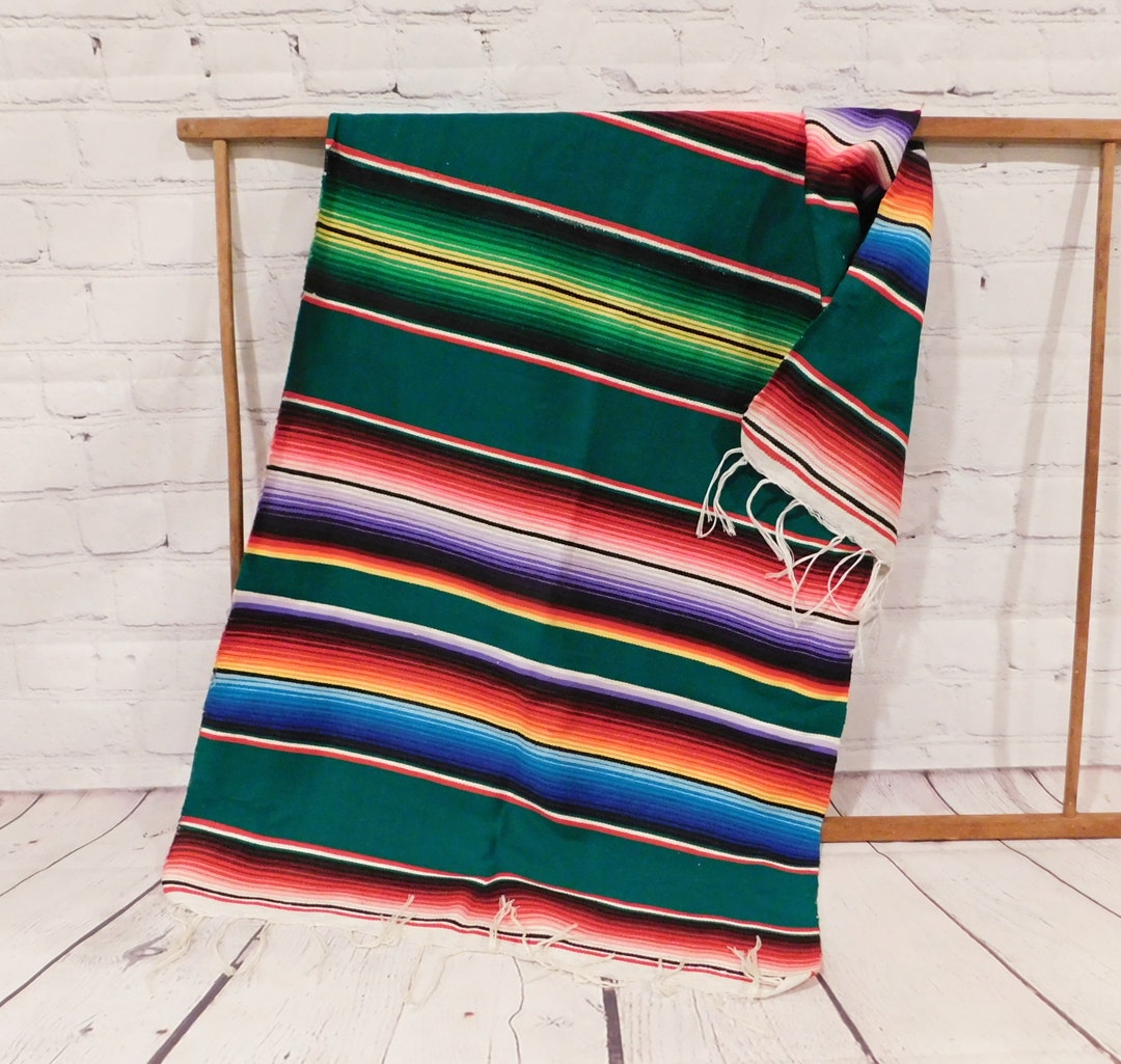 Vintage Mexican Saltillo Serape, Finely Woven Wool, Runner, Wall ...