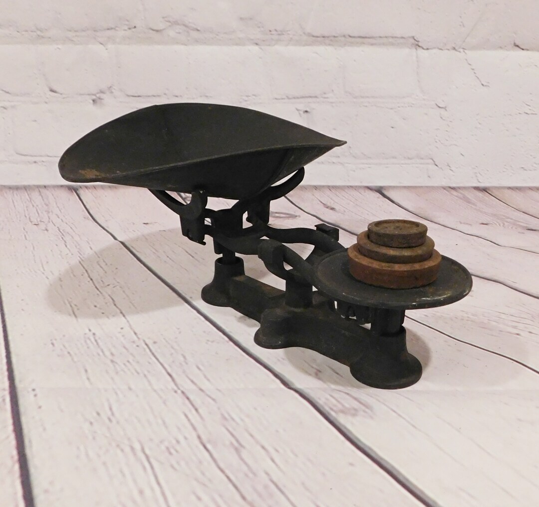 Vintage Cast Iron Balance Scale With Scale Pan & Weights, SC26 - Etsy