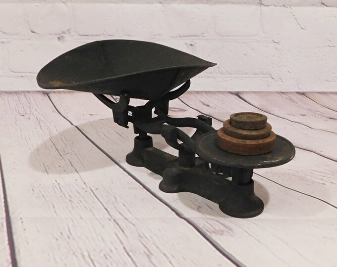 Vintage Cast Iron Balance Scale With Scale Pan & Weights, SC26 - Etsy