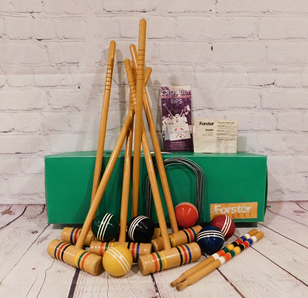 Vintage Forster Croquet Set in Corrugated Plastic Case, Lawn Game, Six ...