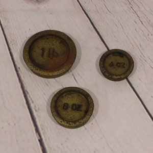 Cast Iron Scale Weights With Old Gold Paint, Antique Set of Three ...