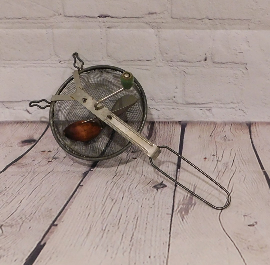 Vintage A & J Sifter With Green Wood Knob, Farmhouse Kitchen Decor ...