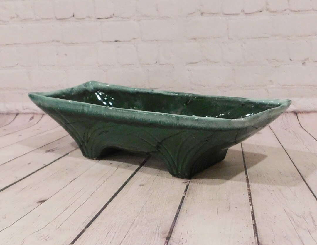 Vintage Green Planter, Cookson Pottery Gondola Planter 16 1/2" L ...