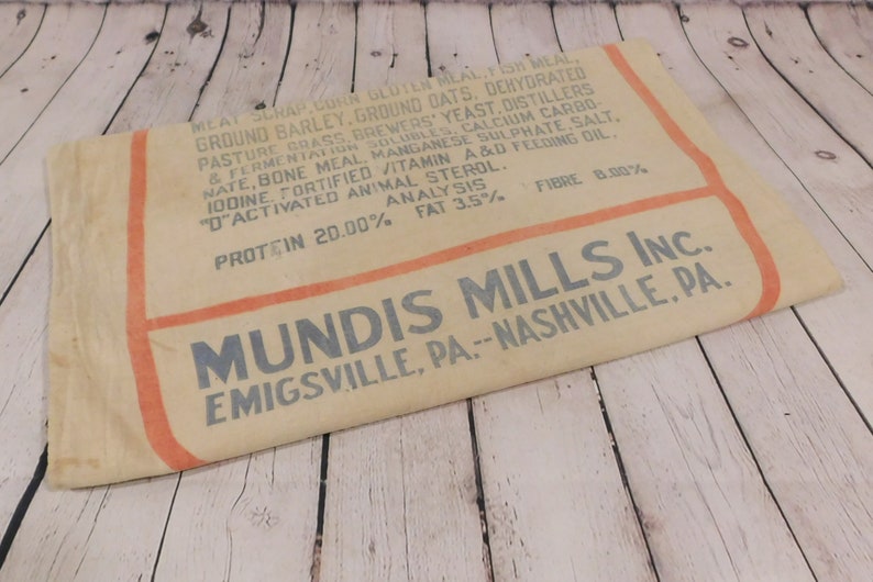 Vintage Mundis Mills Farm Feed Sack, Cotton Feed Bag, All Mash Sack ...