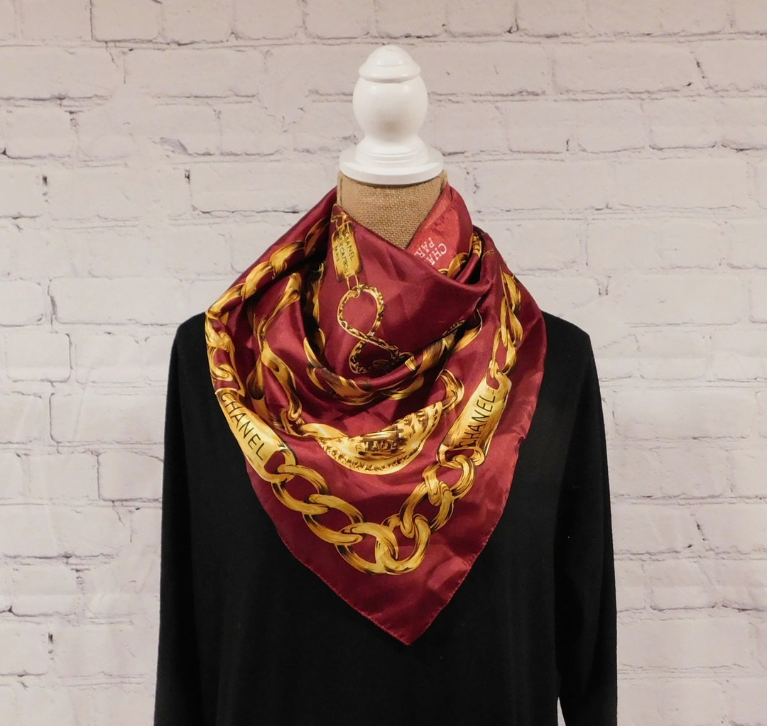 Vintage Chanel Chain Patterned Scarf, CA21 - Etsy