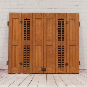 Vintage Oak Tri-fold Shutters, Interior Shutters With Original Hardware ...