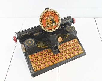 Vintage UNIQUE Tin Litho Toy Dial Typewriter - Etsy