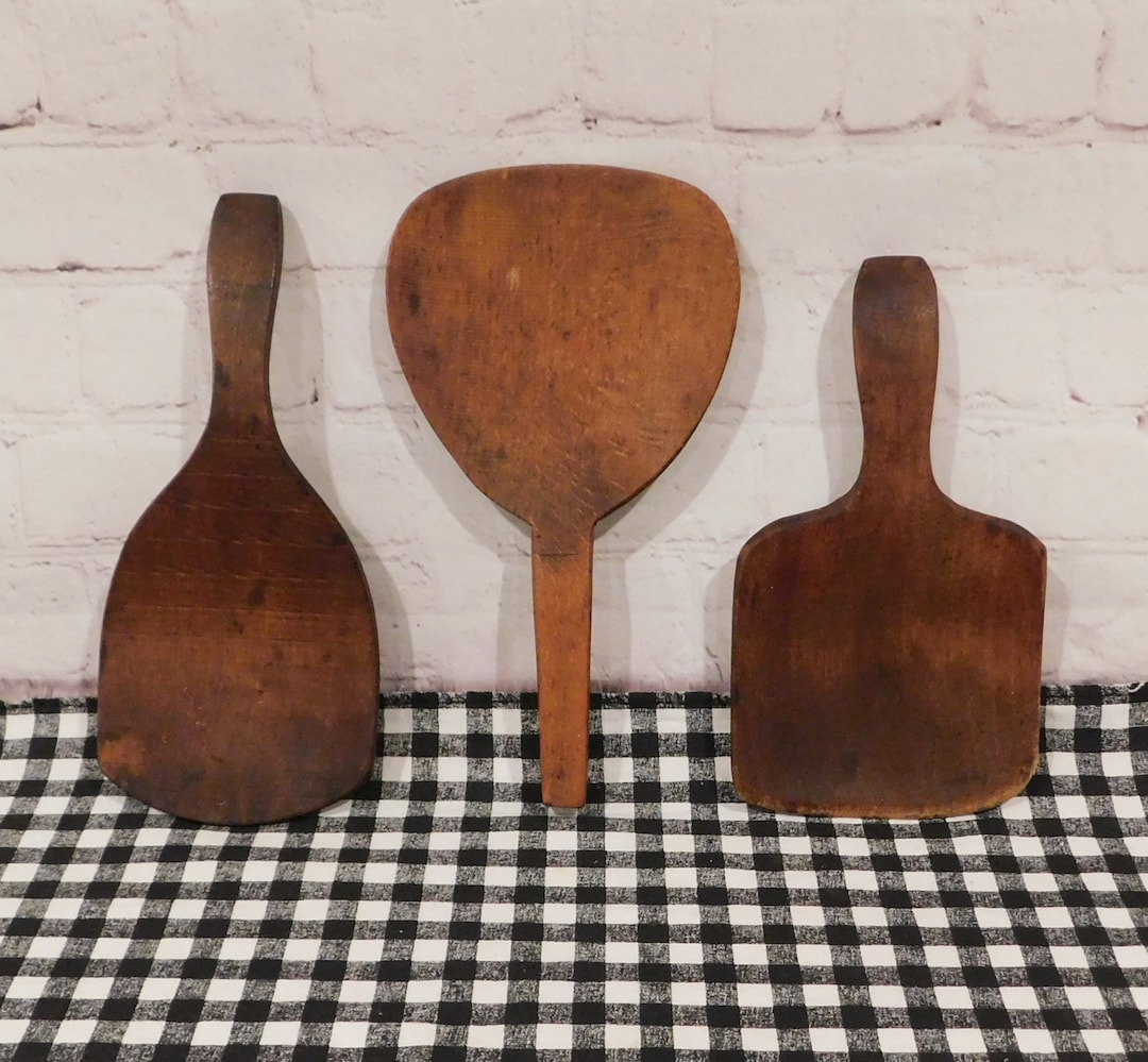 Vintage Wooden Paddle Utensils, Kitchen Paddles, Cooking Paddles ...