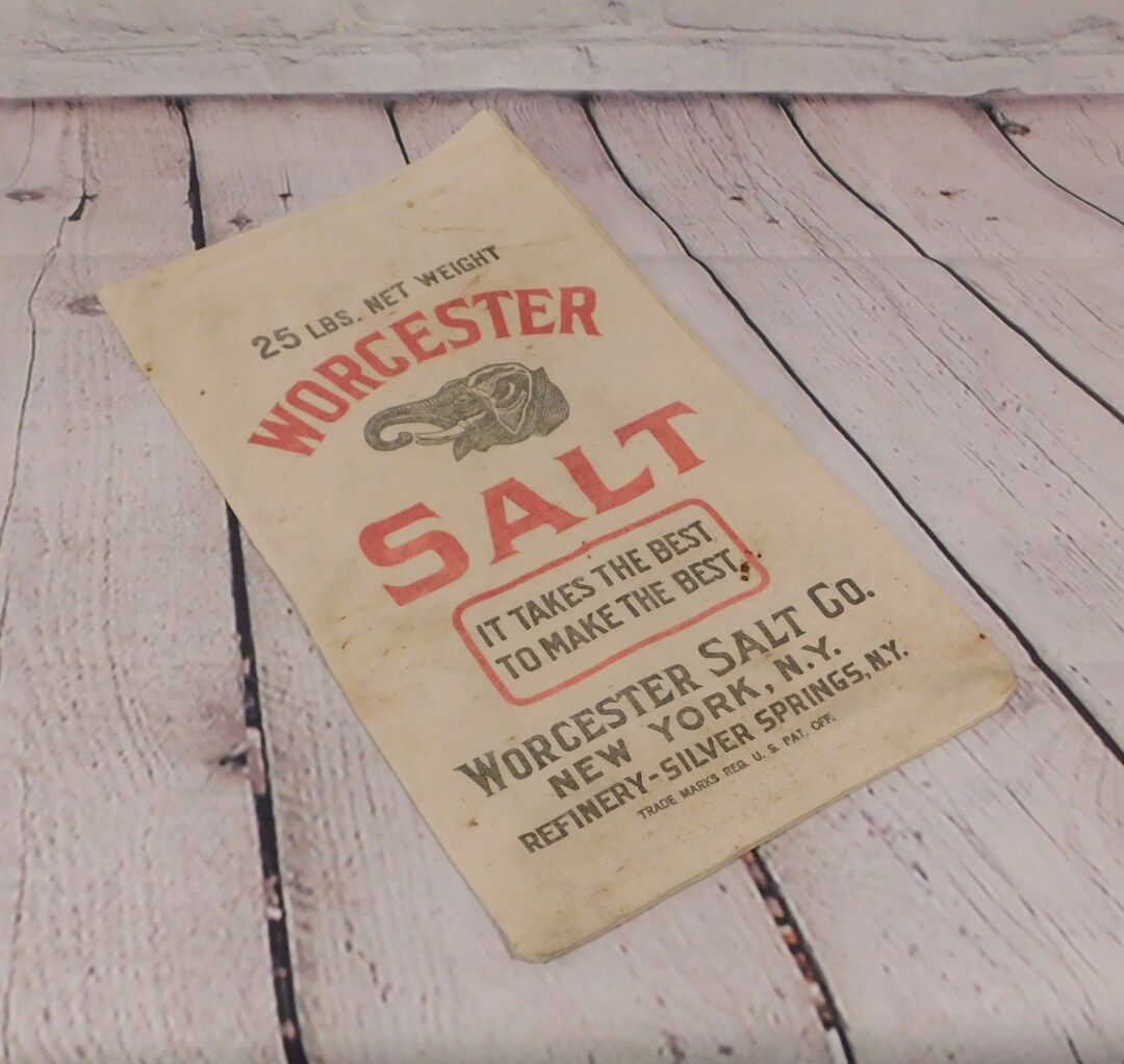 Vintage Cloth Salt Sack, Cotton Worcester Salt Bag, Farmhouse Kitchen ...
