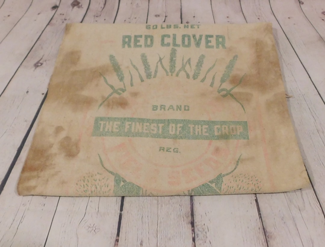Vintage Red Clover Feed Sack, Cotton Seed Bag, Heavyweight Fabric, 27 1 ...