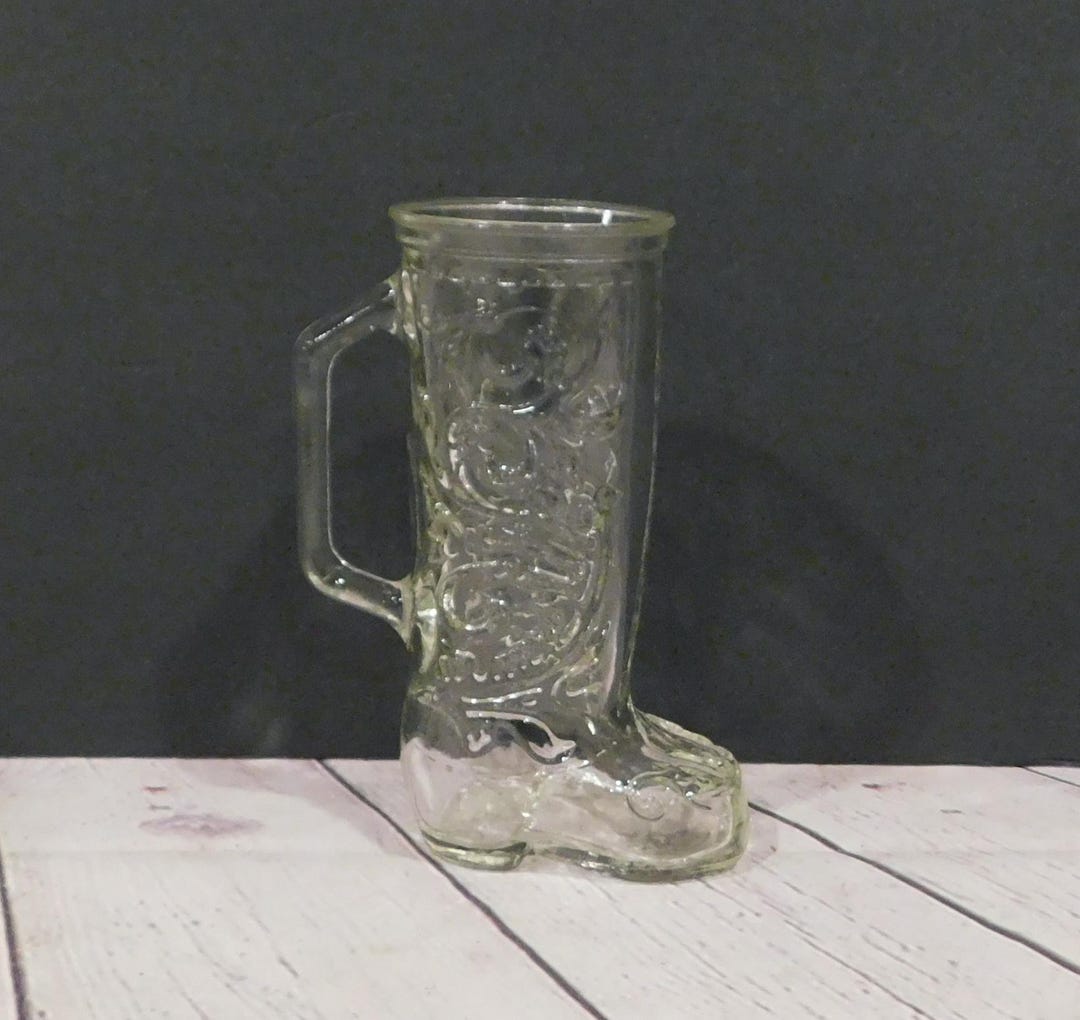 Vintage Western Boot Mug, Clear Glass, 8 Tall, VK57 - Etsy