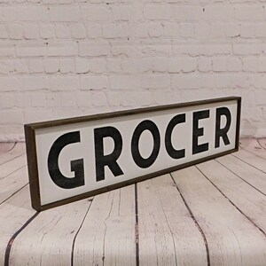 GROCER Sign Vintage Style Wooden Sign With Frame Distressed - Etsy