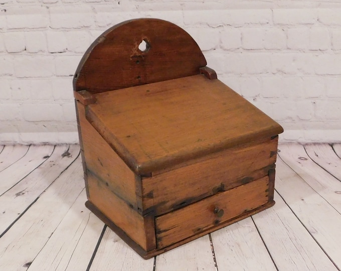 Antique Pennsylvania Salt Box, Wall Mounted Salt & Spice Box, Primitive ...