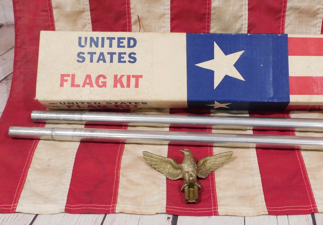 Vintage United States Flag Kit in Box, 50 Star US Flag, 2 Piece ...