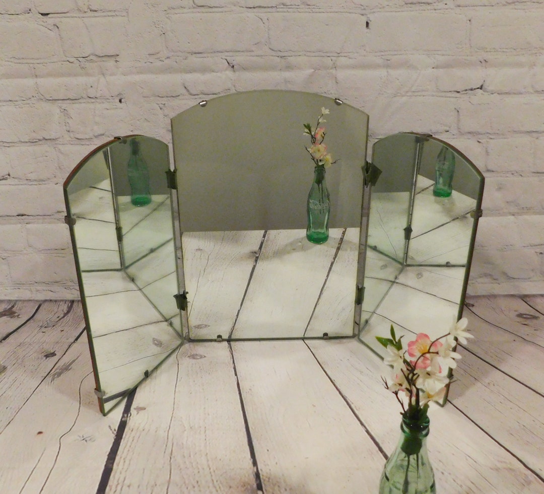 Vintage Triple Mirror, Triptych Mirror, Standing Three Panel Mirror ...