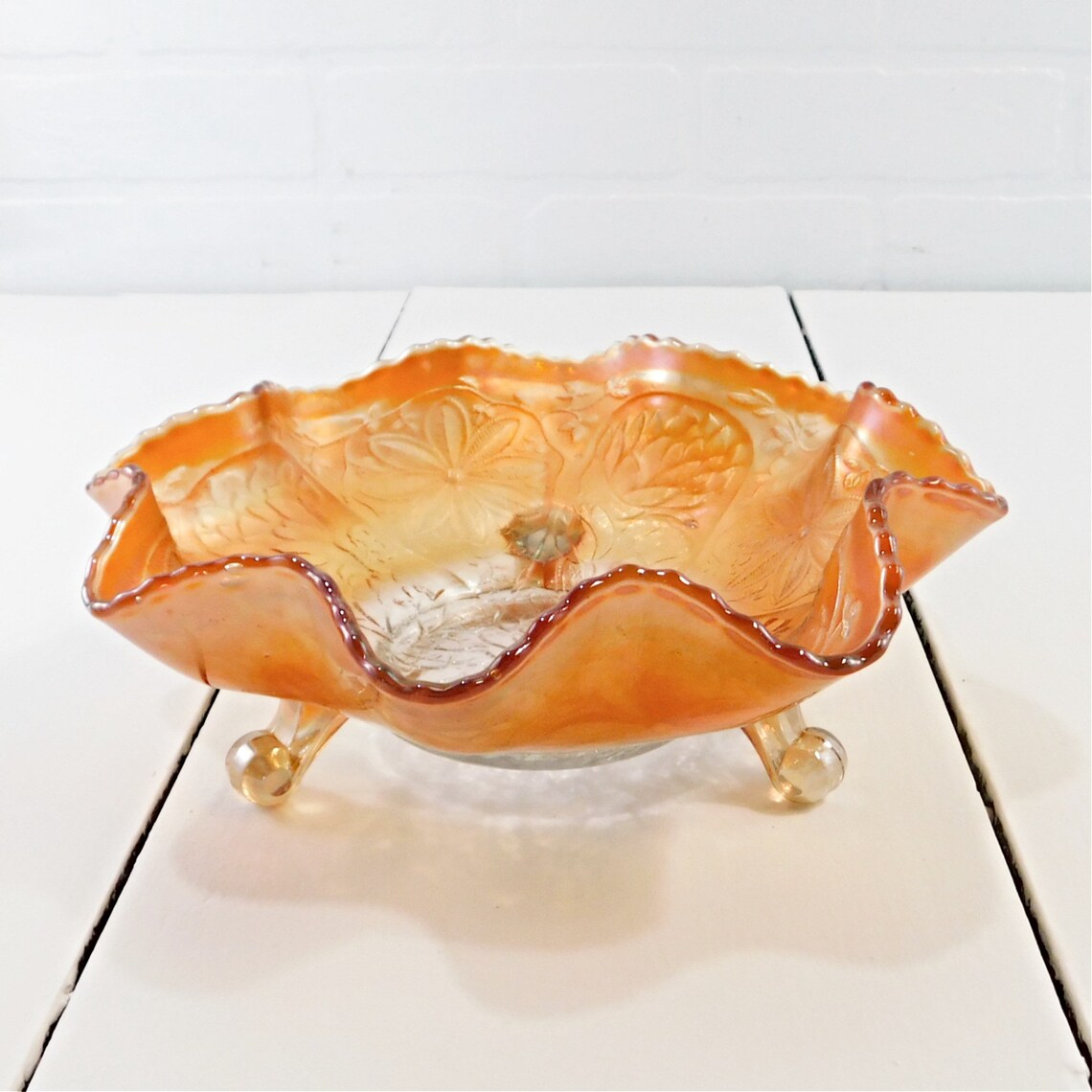 Fenton Water Lily Pattern Master Berry Bowl With Clear - Etsy