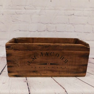 Vintage Rustic Wood Box, J.M. Jacobs, PA Barn Find, 22" X 11 1/4" X 9 1 ...