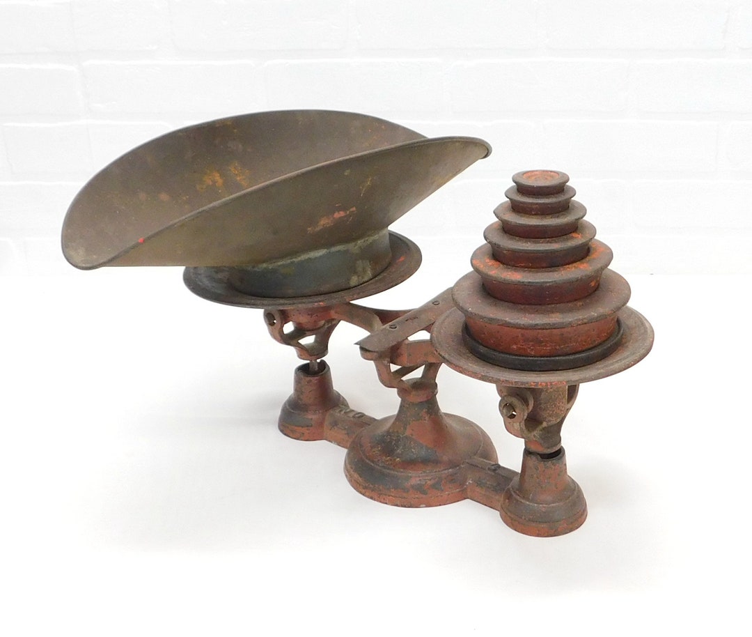 Vintage No. 3 Balance Scale, Original Red Paint, Scale With Scale Pan ...