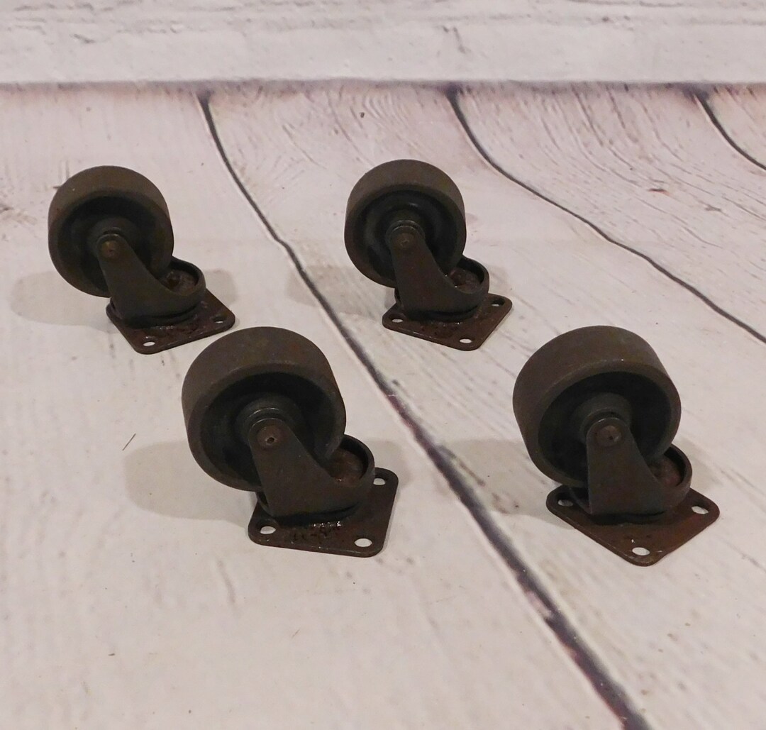 Vintage Furniture Casters, 4 Metal Swivel Casters, Furniture Wheels ...