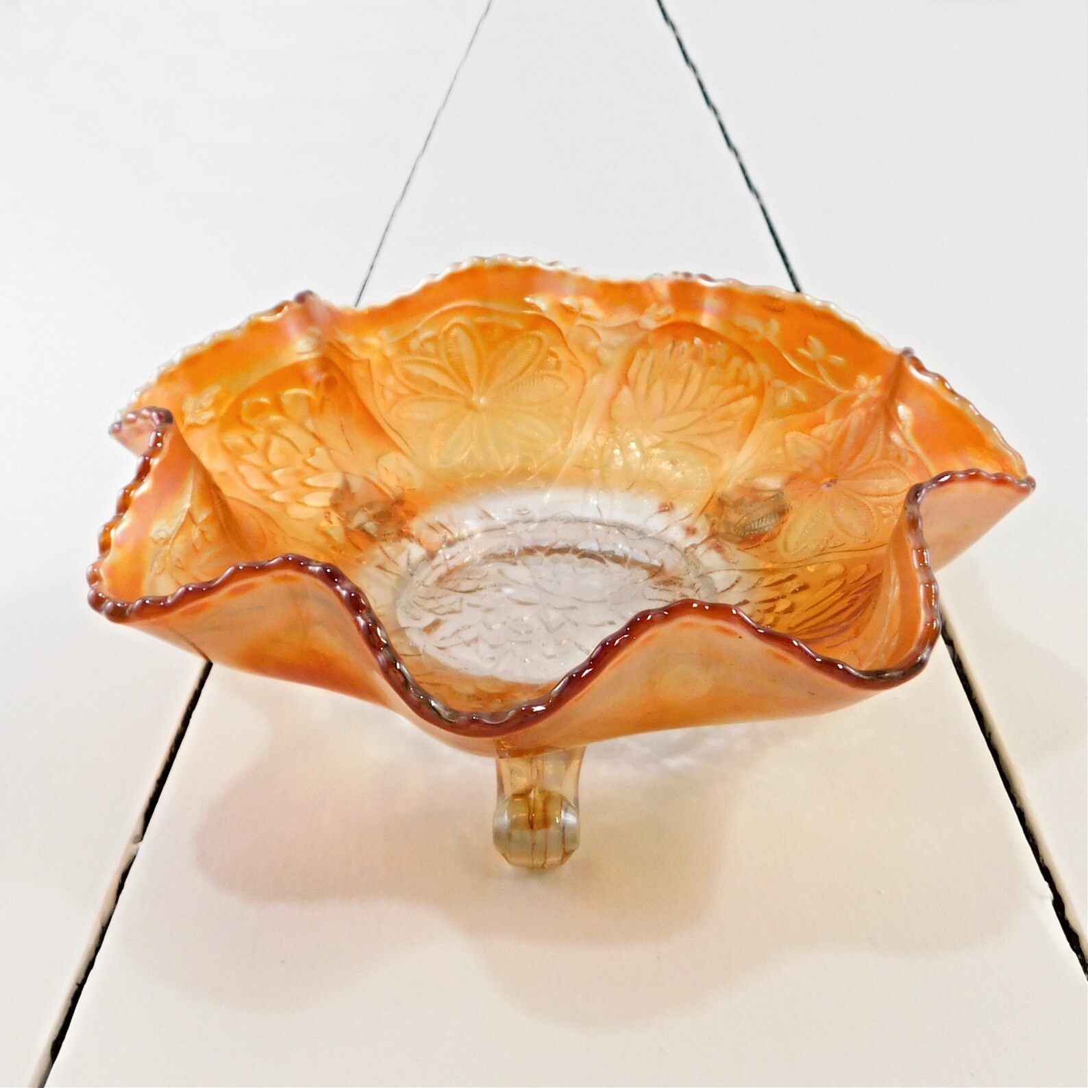 Fenton Water Lily Pattern Master Berry Bowl With Clear - Etsy