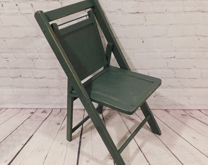 Vintage Green Wood Folding Chair, Porch Chair, Deck Chair, Farmhouse ...