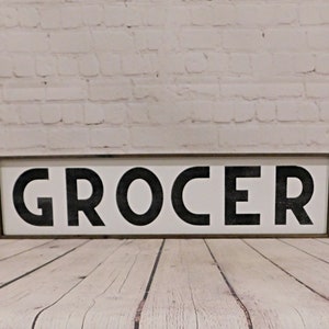 GROCER Sign Vintage Style Wooden Sign With Frame Distressed - Etsy
