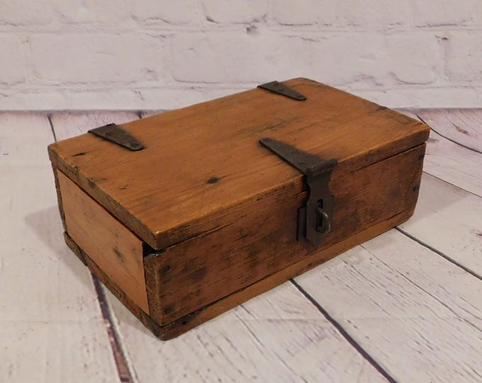 Vintage Rustic Wood Box With Strap Hinges & Latch, WC74 - Etsy