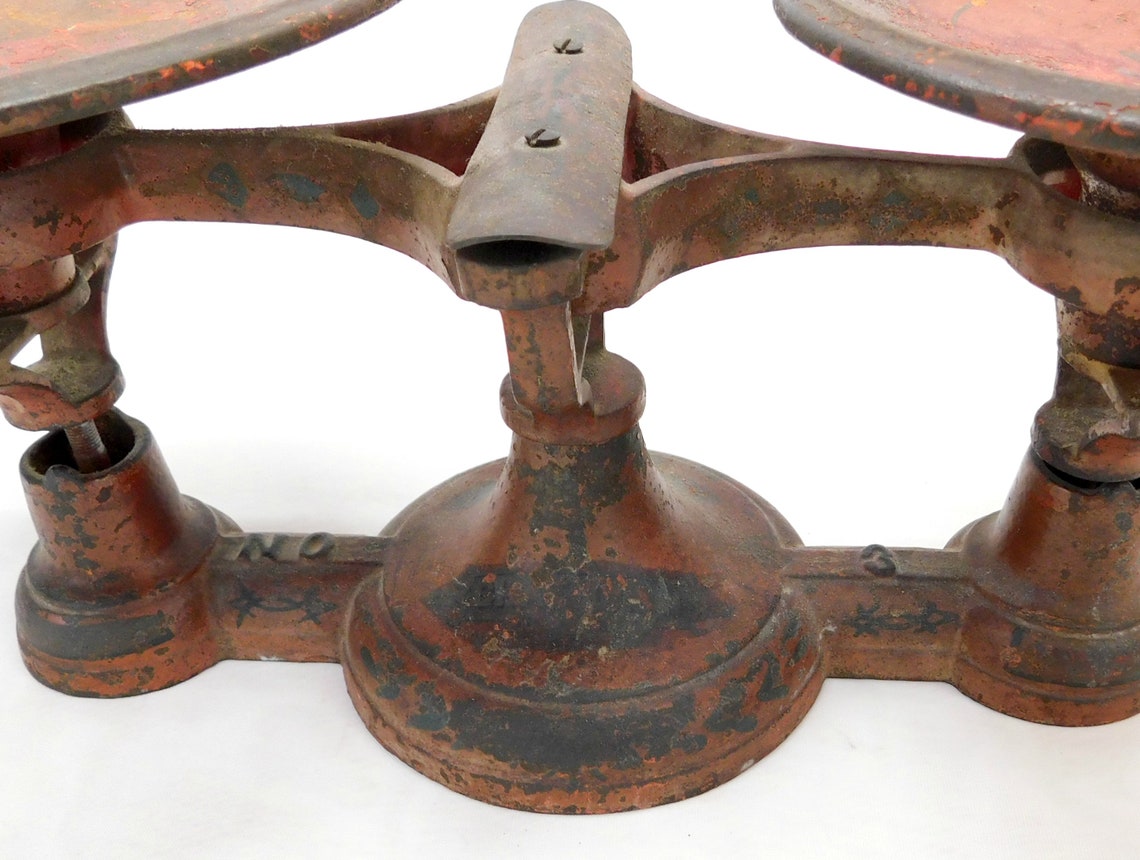 Vintage No. 3 Balance Scale Original Red Paint Scale with | Etsy