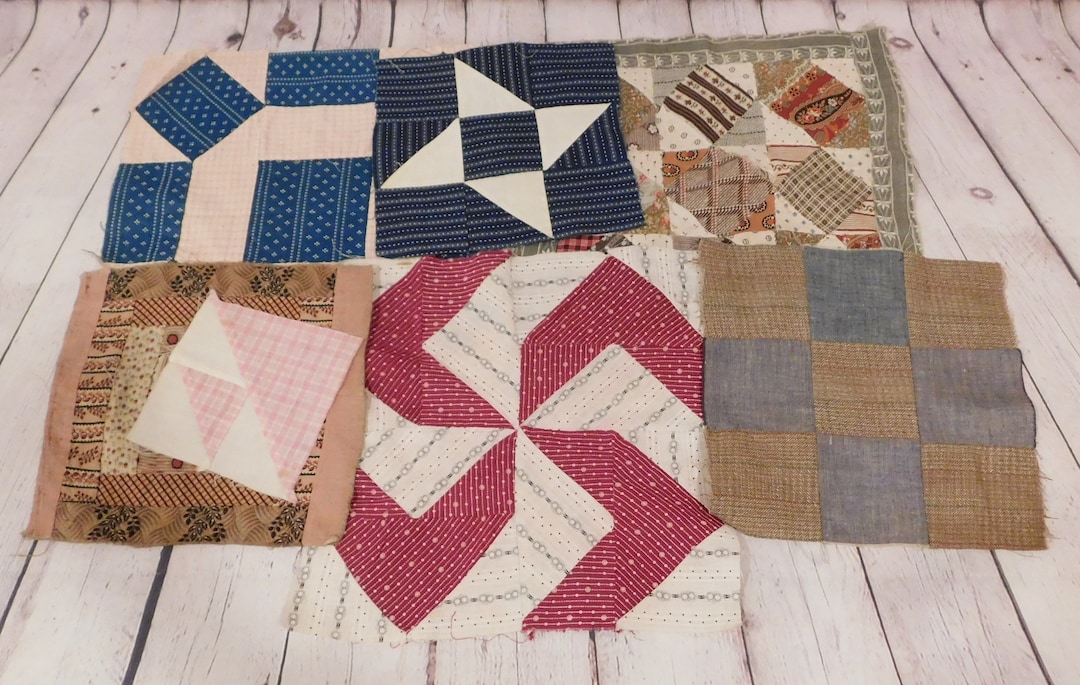 Seven Vintage Quilt Patch Squares, Variety Quilt Patch Lot, ABQ24 - Etsy