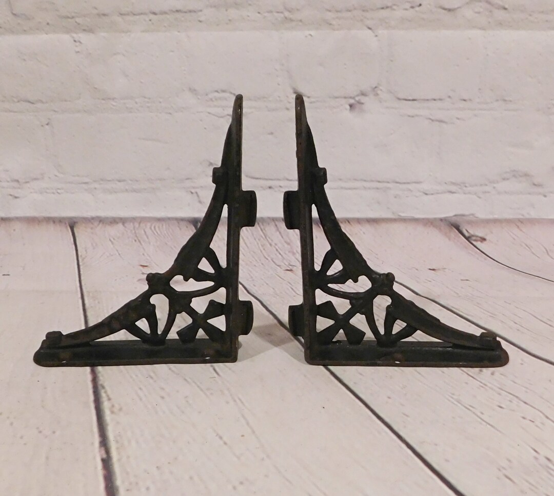 Pair of Ornate Vintage Cast Iron Brackets, Shelf Brackets, HW39 - Etsy