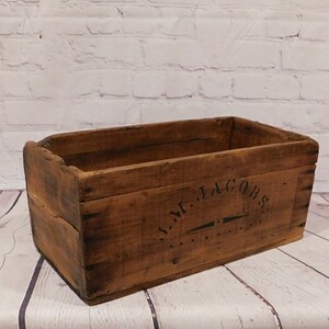 Vintage Rustic Wood Box, J.M. Jacobs, PA Barn Find, 22 X 11 1/4 X 9 1 ...