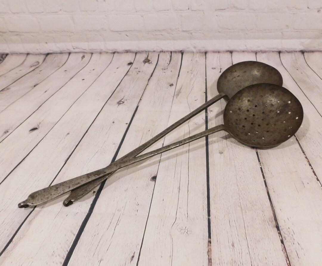 Large Antique Cooking Utensils Spoons Forged Butchering - Etsy