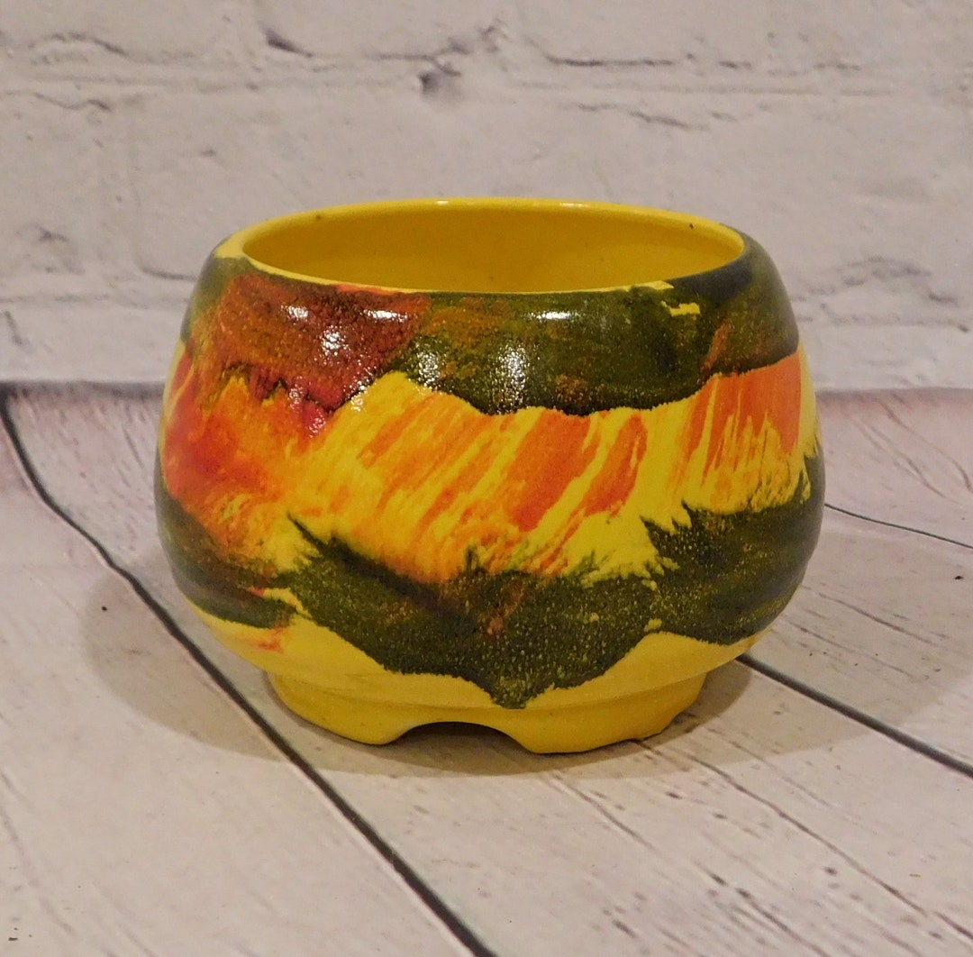 Vintage UPCO Pottery Planter, Ungemach Pottery Planting Bowl, Yellow ...