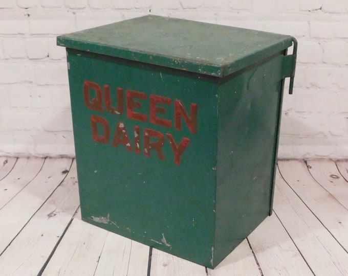Vintage Milk Delivery Box, QUEEN DAIRY, Insulated Metal Milk Box, Dairy ...