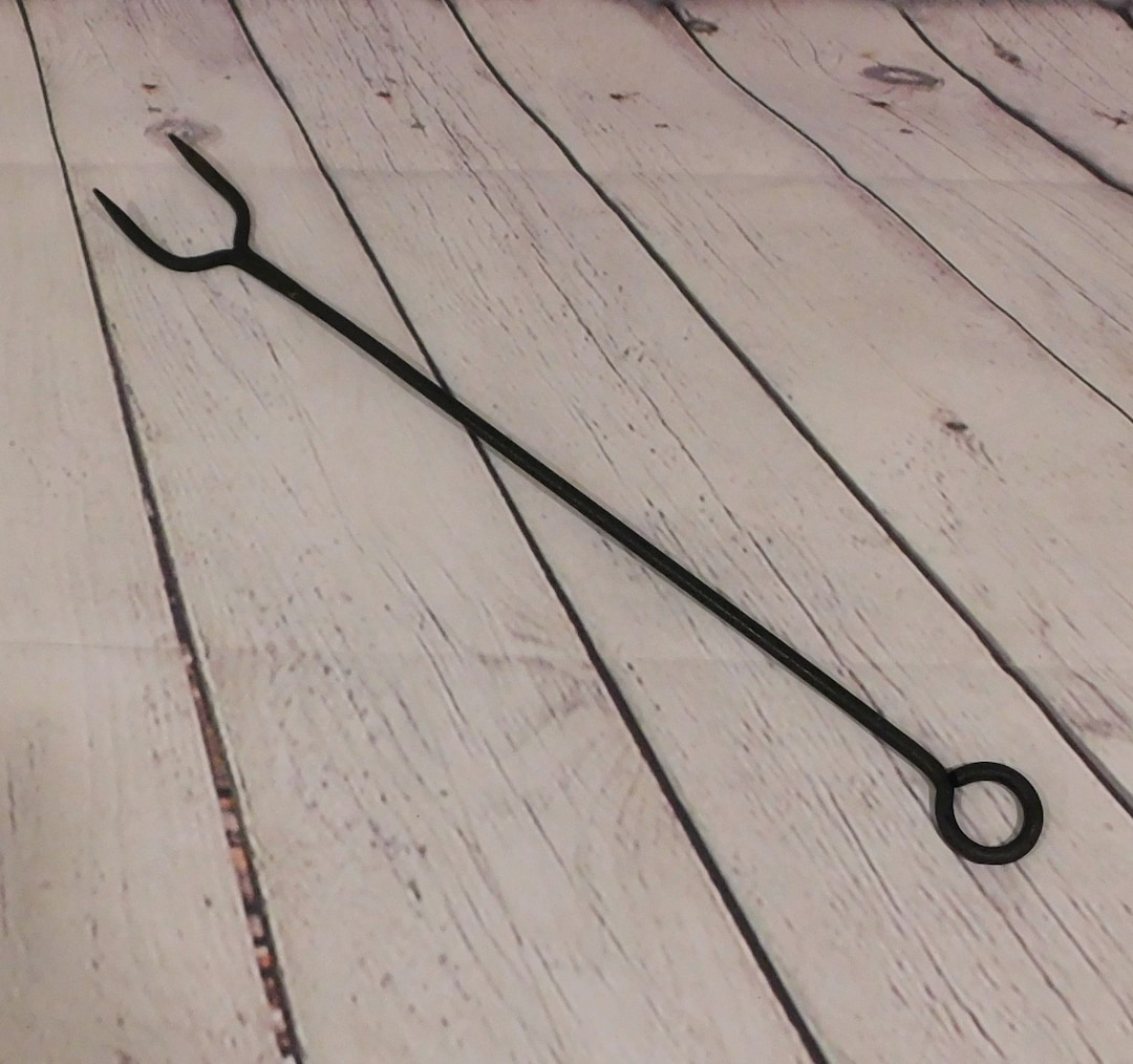 Vintage Forged Two Tine Cooking Fork, 21 1/4"l, Hanging Loop, Open Fire ...