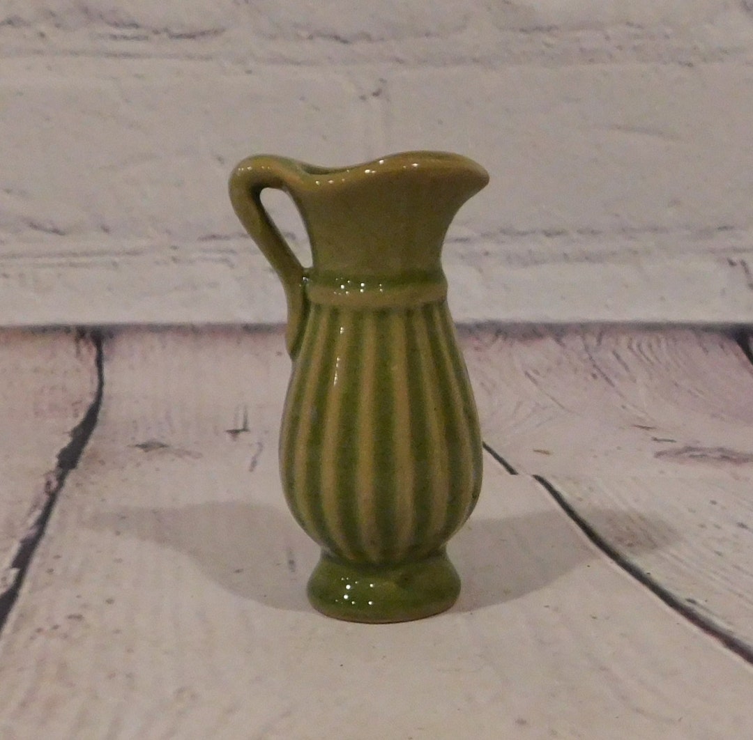 Vintage Stangl Pottery Pitcher Vase With Green Crackle Glaze, 4"h ...