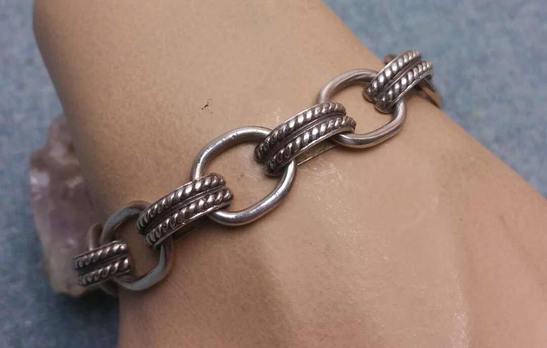 Vtg Italian Sterling Silver Fancy Link Unisex Bracelet FAS 925 - Etsy