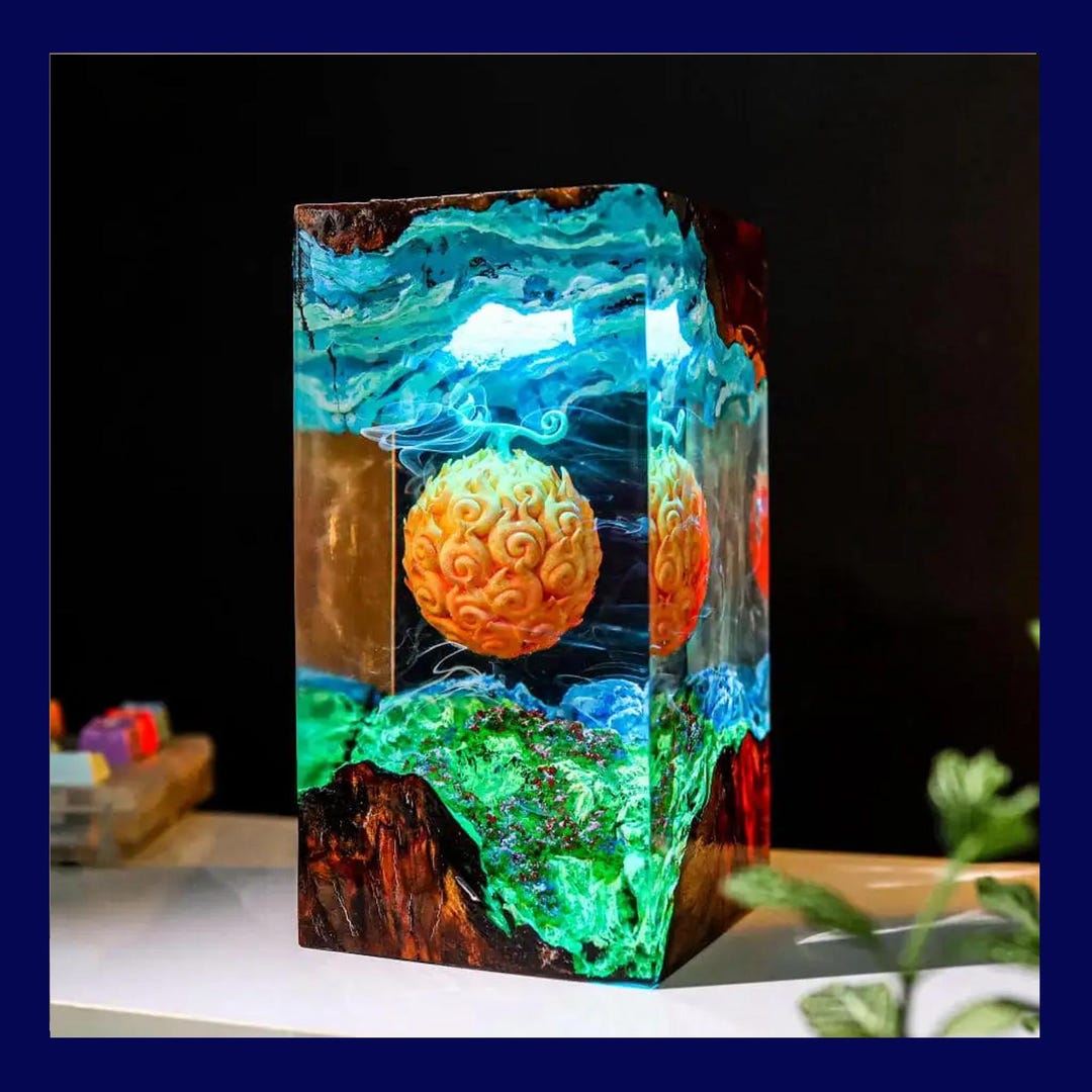 Cursed Devil Fruit Epoxy Resin Wood Lamp Night Light Unique Her Him Mom ...