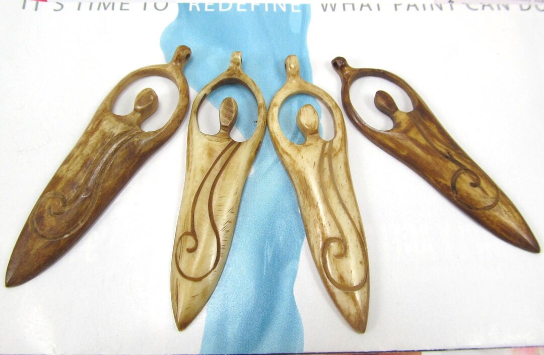 Bone Fertility Goddess Pendant, Carved Yak Bone Female Figure, Pagan ...
